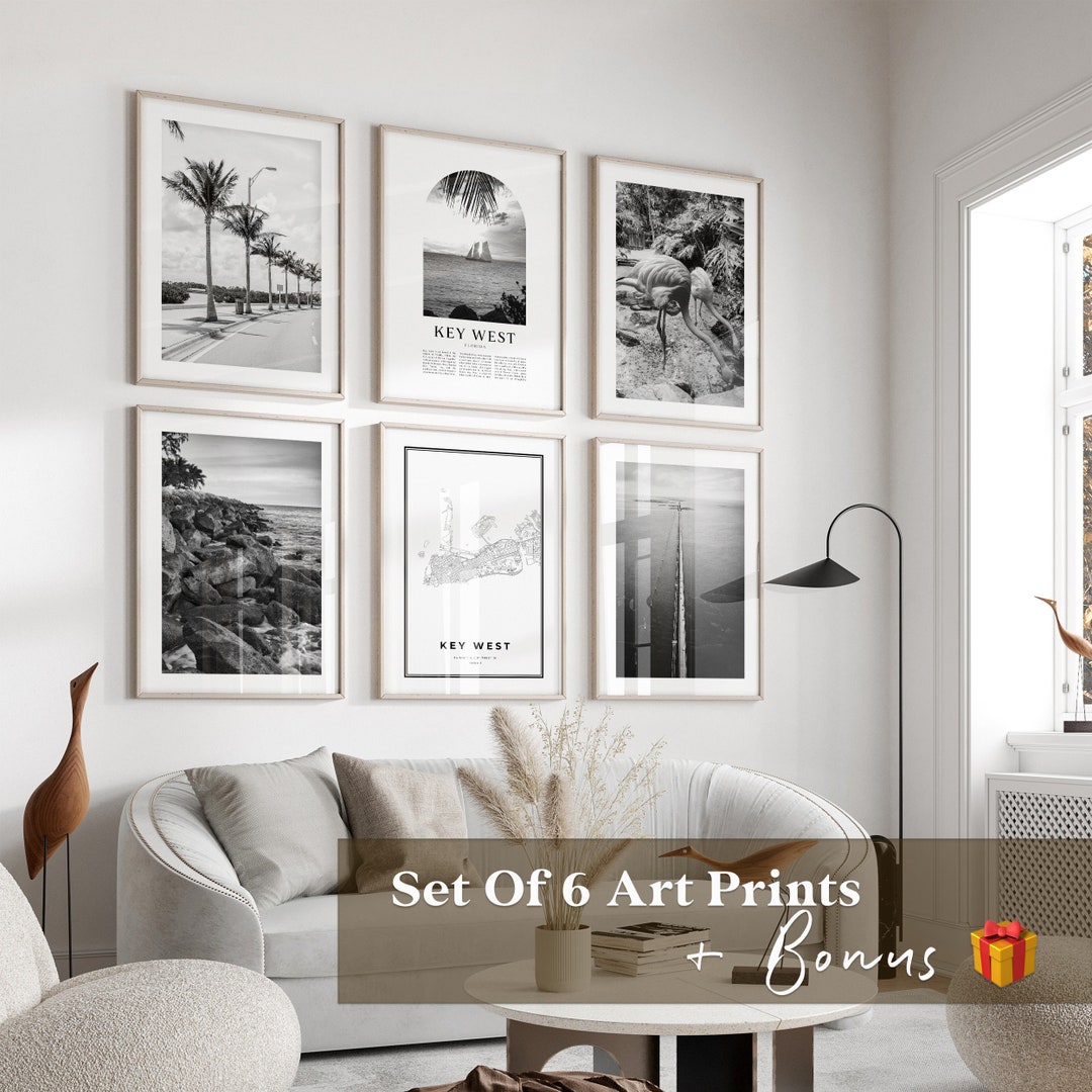 Key West Gallery Wall Art - Set of 6, Key West Black and White Photo ...
