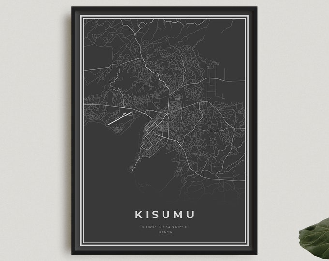 Kisumu Map Print, Kisumu Street Map Poster,kenya, Modern Minimalist Map ...