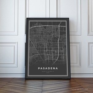 Pasadena Map Print, Pasadena Black Map Poster, Pasadena Dark Map Poster ...