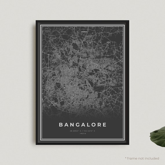 Bangalore Map Print Bangalore Black Map Poster Bangalore | Etsy