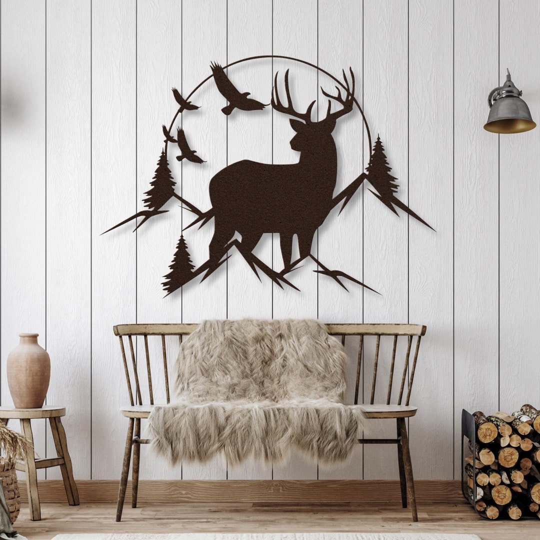 Metal Deer Wall Art | Metal Deer Wall Hanging | Metal Nature Art | Bird ...