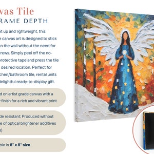 Snow Angel Art Print on Ceramic Tile or Canvas Wall Art, Abstract Birch ...