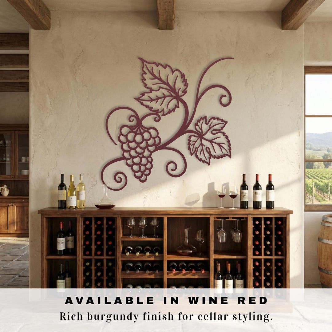 Metal Wine Wall Art, Tuscan Kitchen Decor, Wine Cellar Sign, Grapevine ...