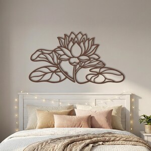 Metal Water Lily Wall Art • Horizontal Line Art • Minimalist Metal ...