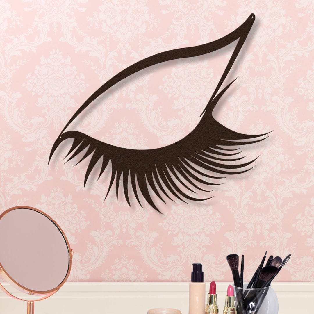 Eyelash Wall Art, Metal Wall Art for Bathroom Vanity, Girly Wall Art ...