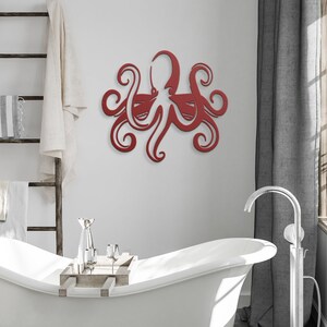 Octopus Metal Wall Art, Sea Life Wall Hanging, Silhouette Metal Sign ...