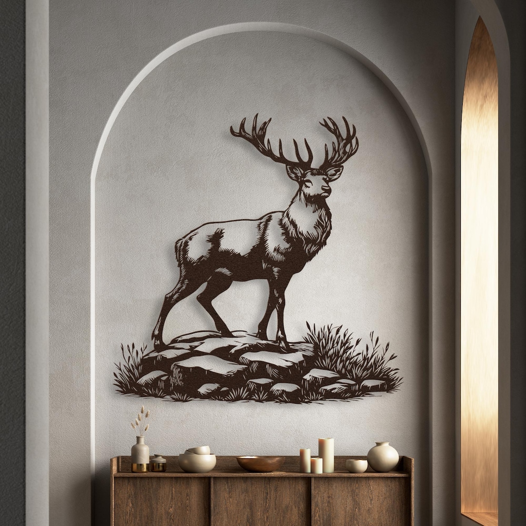 Elk Metal Wall Art, Metal Elk Wall Art Cabin Wall Decor, Metal Nature ...