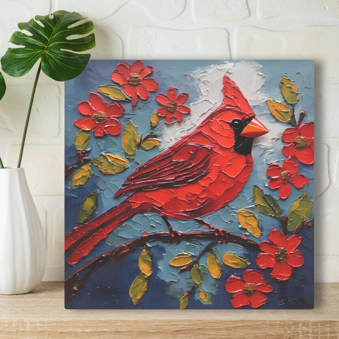 Red Cardinal Art Print on Giclee or Canvas Wall Art, Original Oil ...