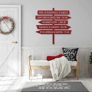 Personalized Family Member Signpost, Metal Custom Signpost, Mileage ...