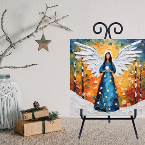 Snow Angel Art Print on Ceramic Tile or Canvas Wall Art, Abstract Birch ...