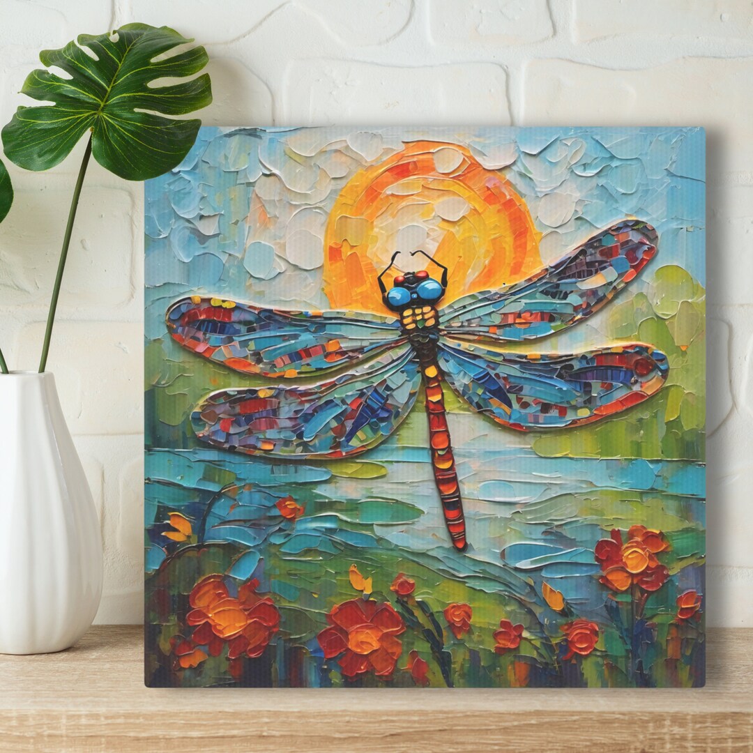 Dragonfly Art Print, Ceramic Tile or Canvas Wall Art, Original Oil ...