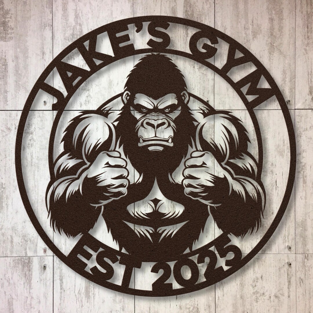 Metal Gym Sign, Personalized Home Gym Sign, Custom Gorilla Wall Art ...