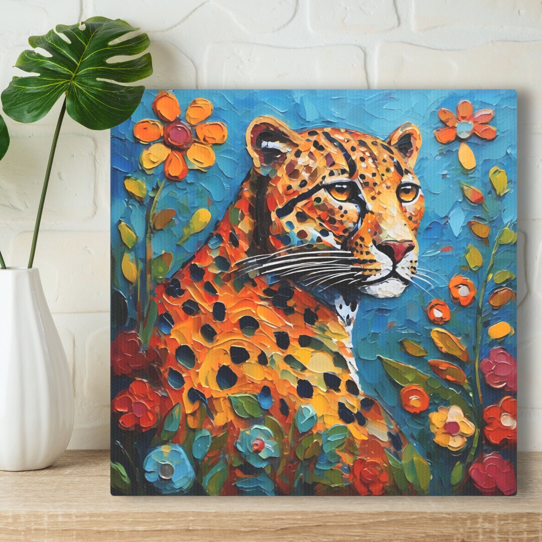 Leopard Art Print, Ceramic Tile or Canvas Wall Art, Original Oil ...