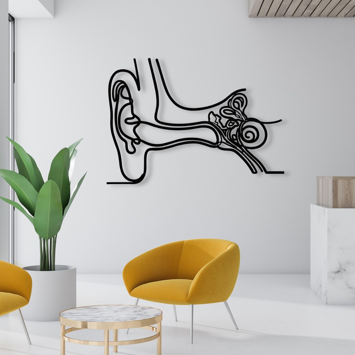 Anatomical Ear Metal Wall Art, Minimalist Audiology Clinic Decor, ENT ...