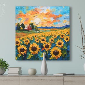 Kansas Sunflowers Wall Art on Canvas Print, Kansas State Flower Field ...