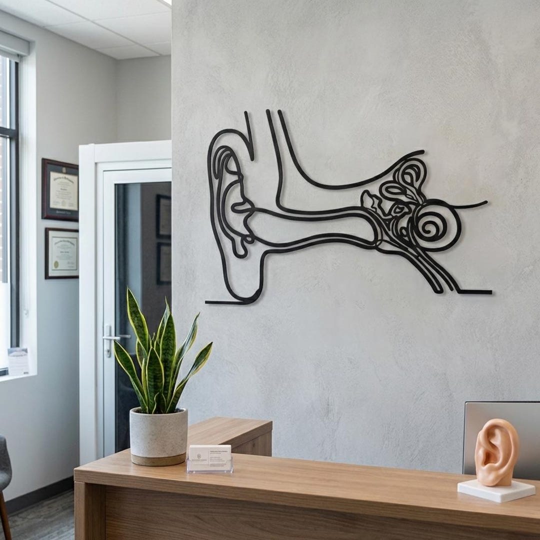 Anatomical Ear Metal Wall Art, Minimalist Audiology Clinic Decor, ENT ...