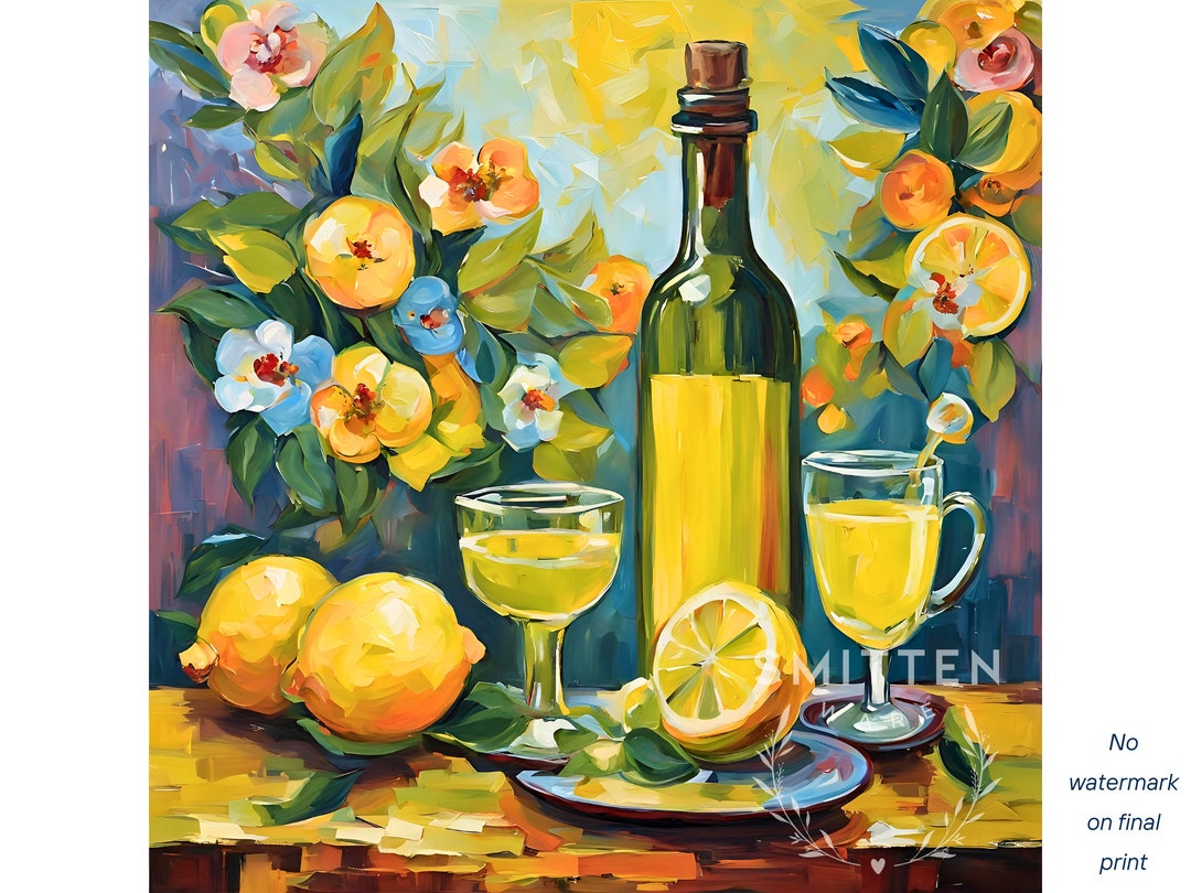 Limoncello Art - Giclee Print, Ceramic Tile or Canvas Wall Art - Yellow ...