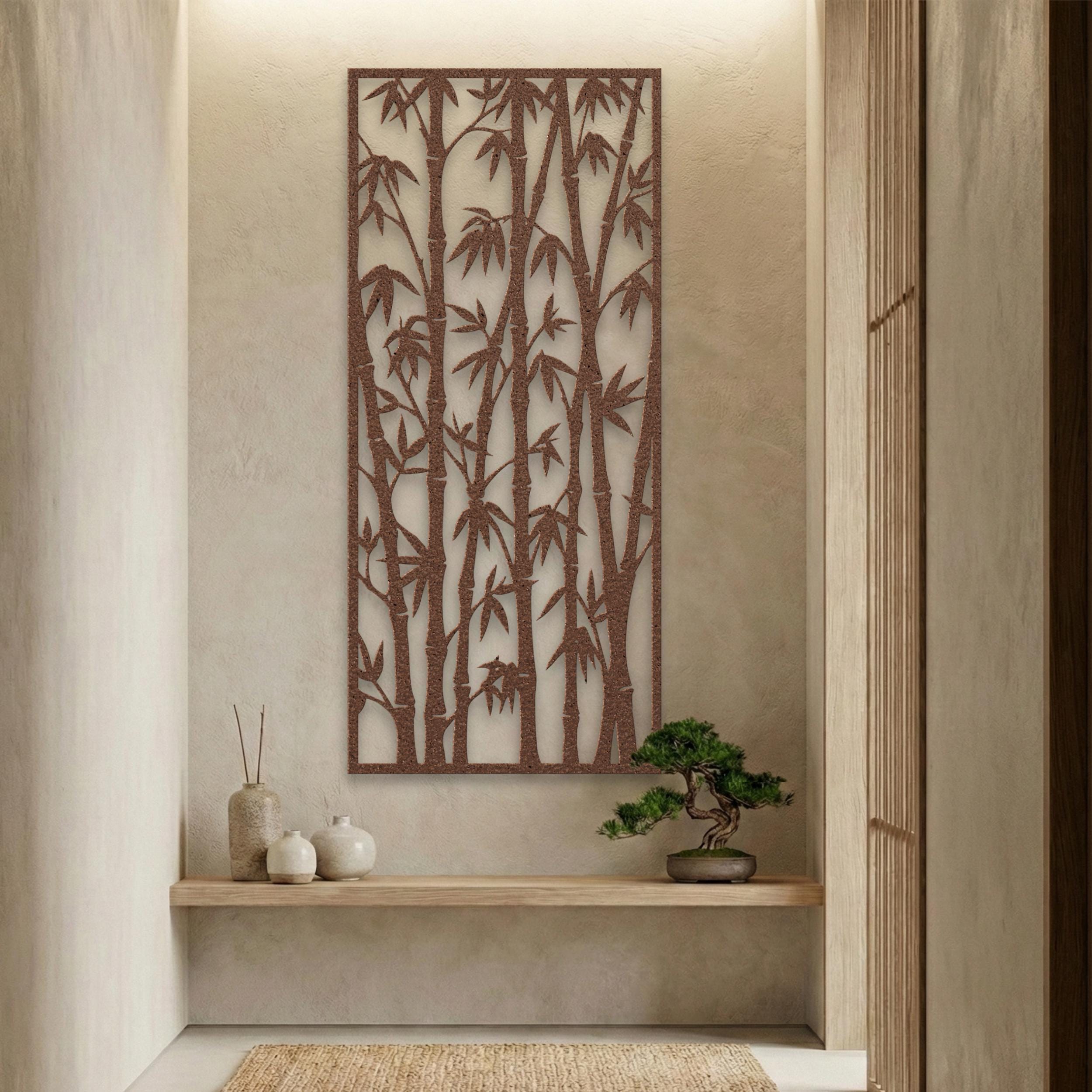 Oversized Bamboo Metal Wall Art, Tall Narrow Vertical Sign, Large ...