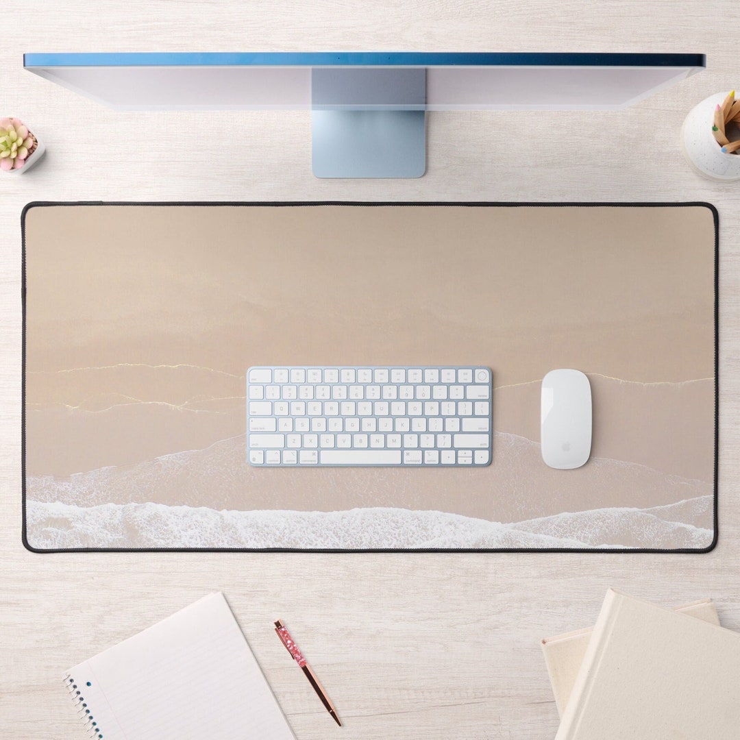 Beige Desk Mat, Neutral Aesthetic Mouse Pad, Ocean Beach Sand Tan ...