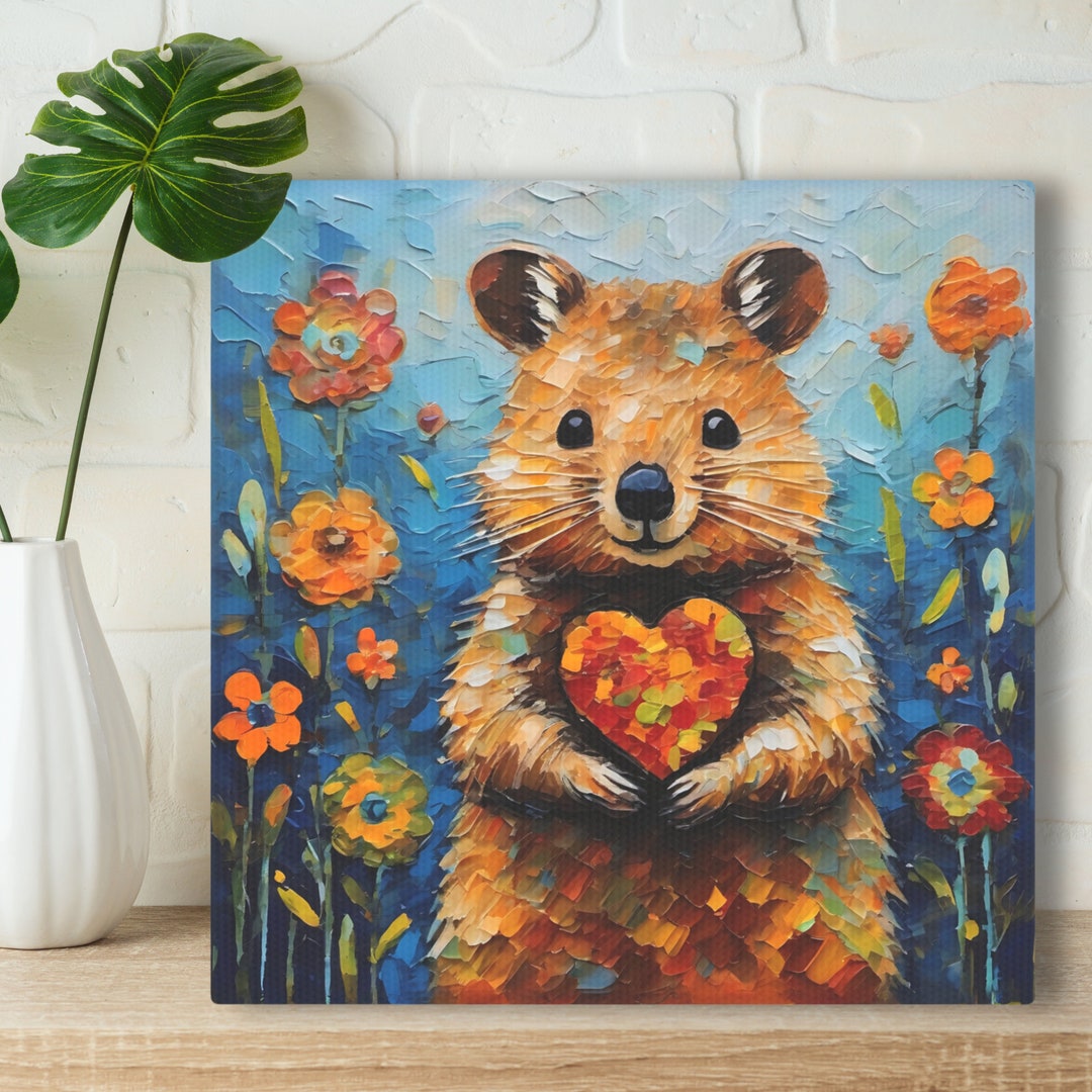 Quokka Art Print, Ceramic Tile or Canvas Wall Art, Painting Artwork ...