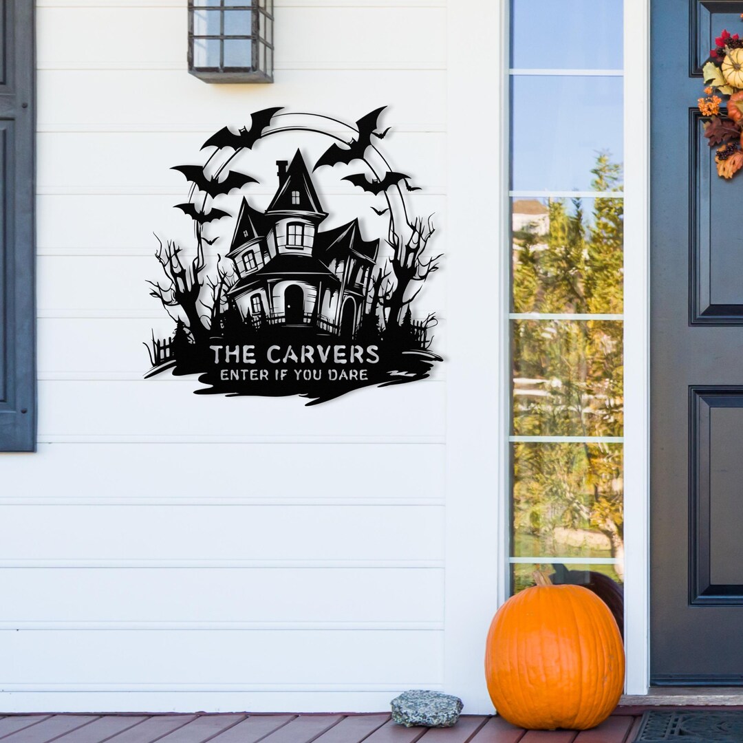 Personalized Haunted Mansion Sign, Custom Haunted House Sign, Metal ...