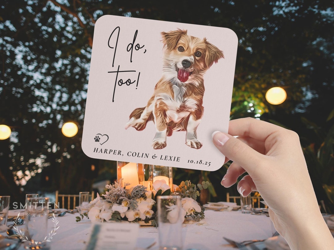 Custom Wedding Coasters With Dog, Personalized Pet Wedding Coaster ...