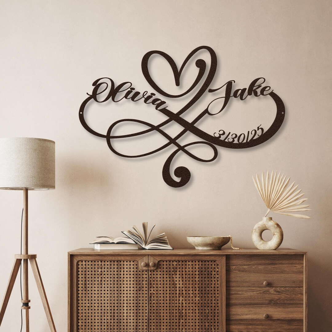 Metal Infinity Sign Wall Art | Personalized Couple Gift | Names ...