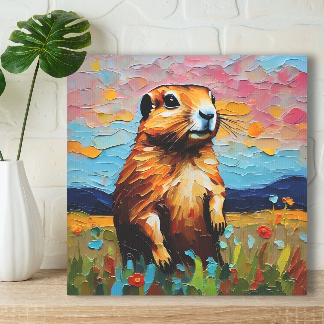 Prairie Dog Art Print, Ceramic Tile or Canvas Wall Art, Original Oil ...