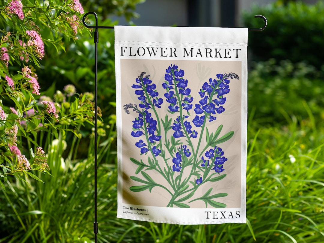 Texas State Flower Garden Flag, Bluebonnet Flower Market Print Yard ...