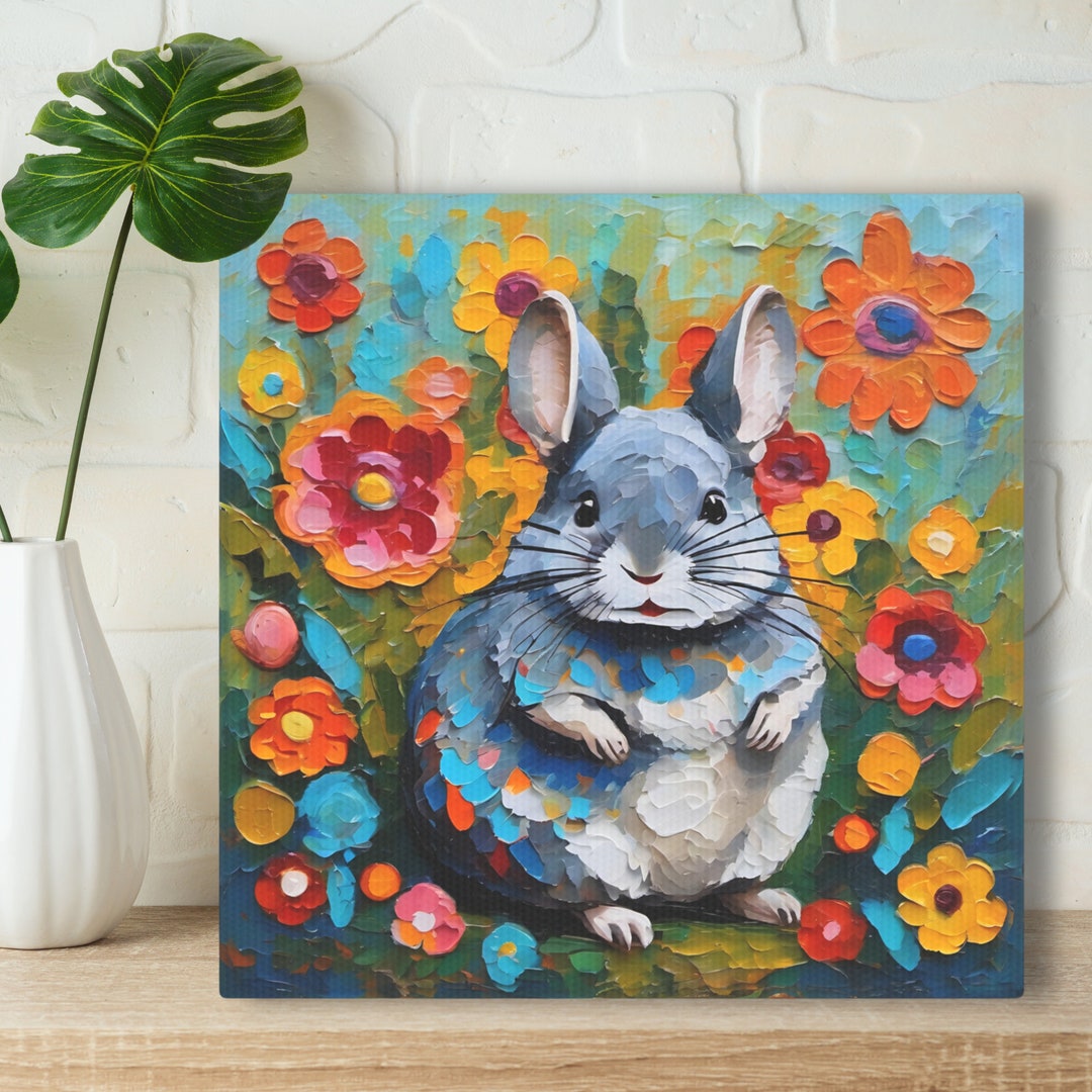 Chinchilla Painting on Ceramic Tile or Canvas Wall Art Print, Original ...