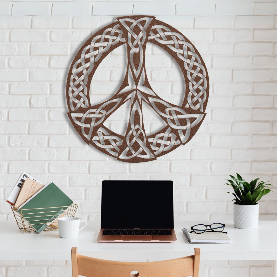 Metal Peace Sign Wall Art, Celtic Peace Sign Metal Large Wall Art in ...