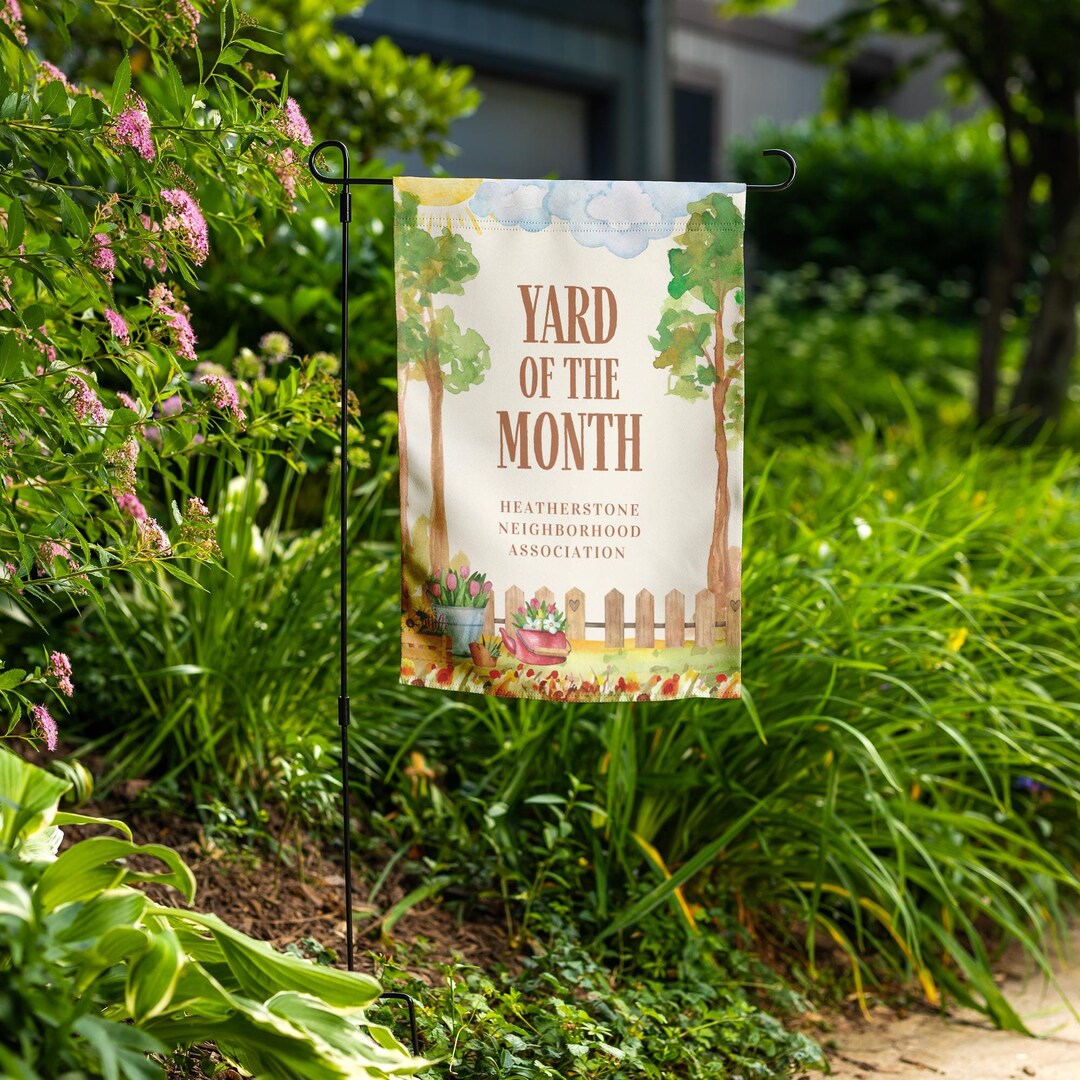 Yard of the Month Sign Garden Flag, Custom Neighborhood Association ...