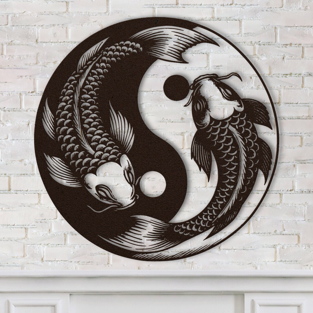 Metal Koi Fish Art, Metal Koi Wall Art, Yin Yang Art, Japanese Wall ...