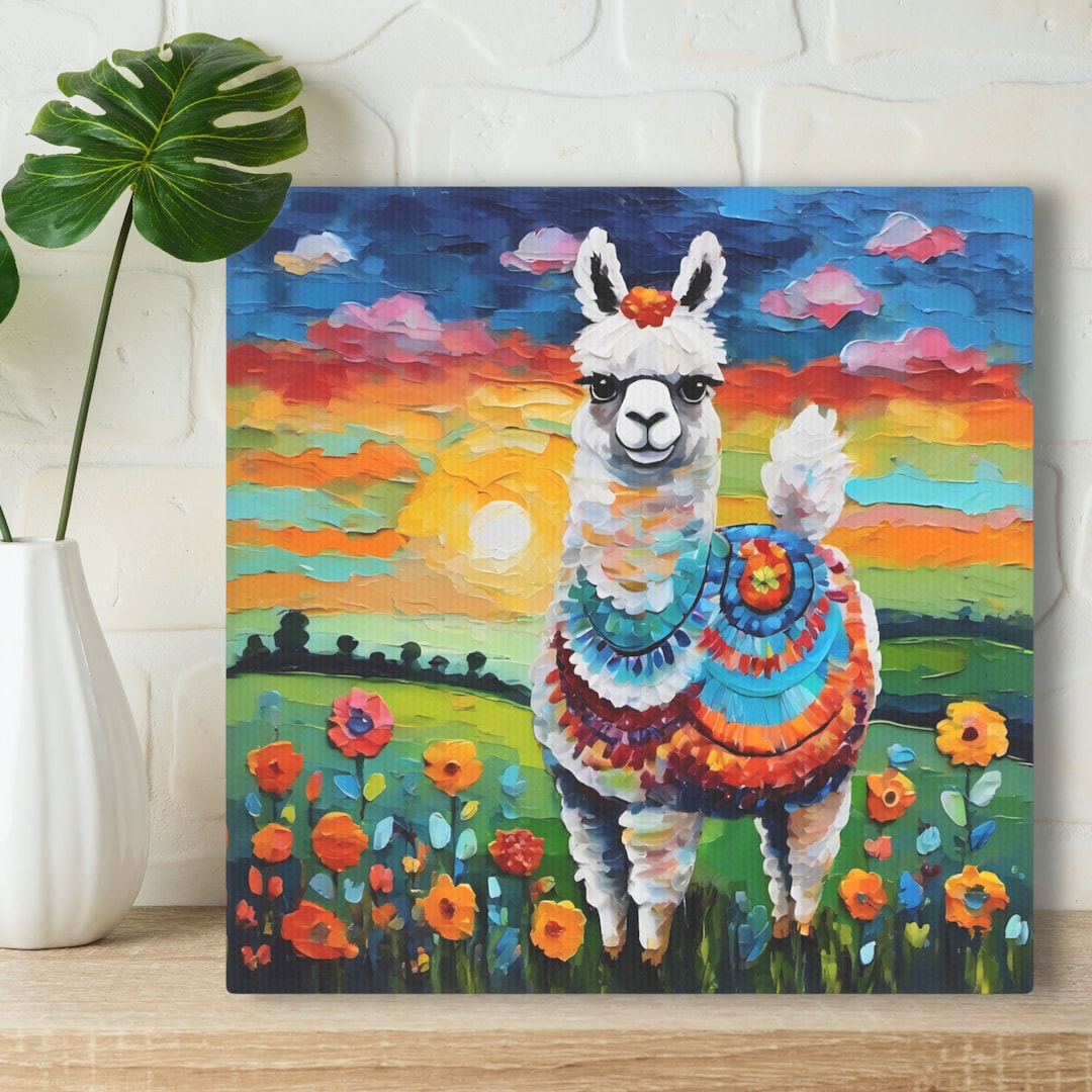 Alpaca Art Print, Ceramic Tile or Canvas Wall Art, Original Oil ...