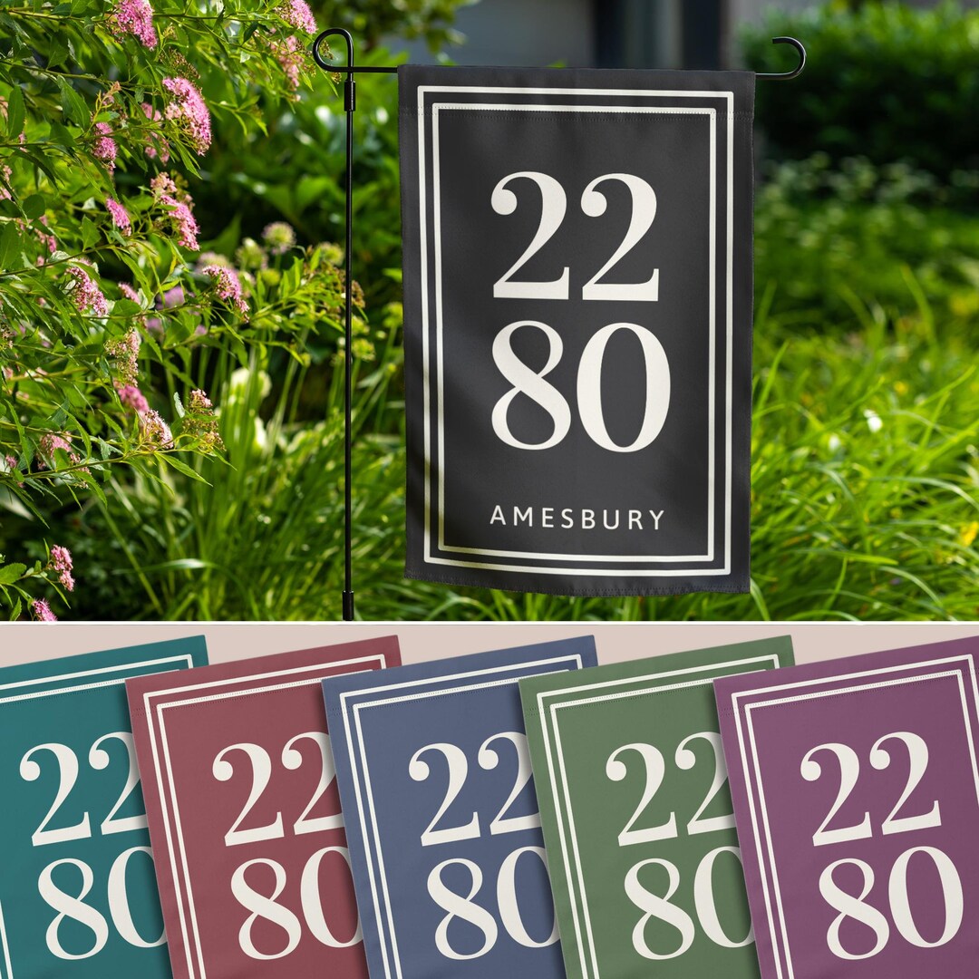 Address Sign With Street Name, Black Address Garden Flag, House Address ...