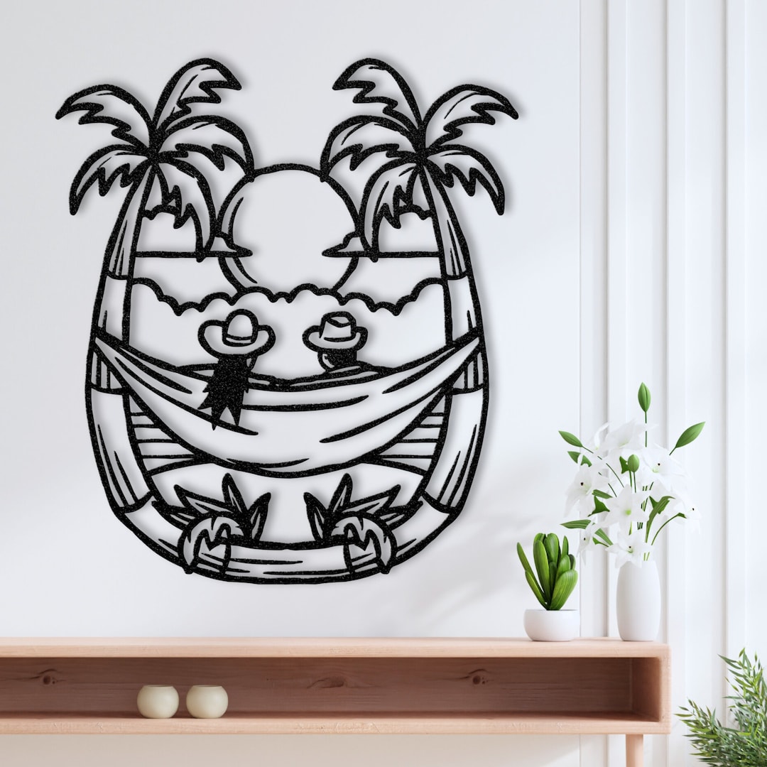 Beach Metal Wall Art, Coastal Metal Wall Decor, Tropical Ocean Metal ...