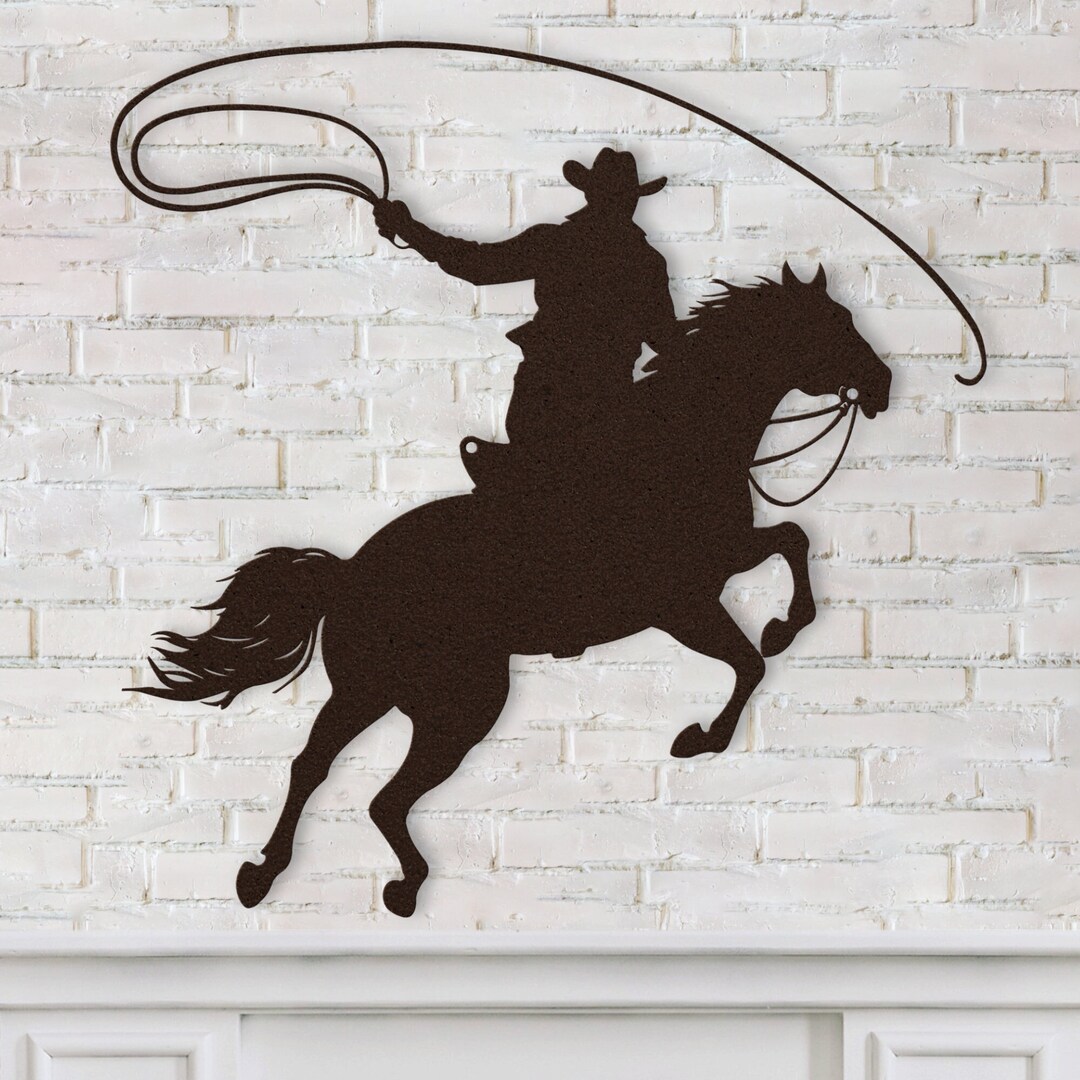 Cowboy Metal Wall Art, Western Wall Hanging, Horse Metal Sign, Rodeo ...
