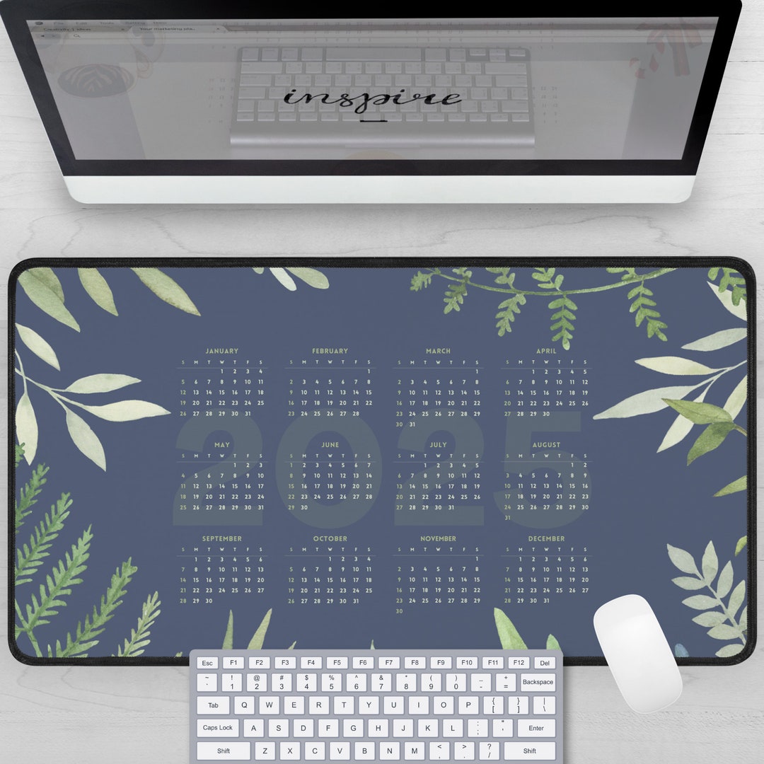 2025 Desk Calendar, Botanical Desk Mat Calendar, Cute Watercolor ...