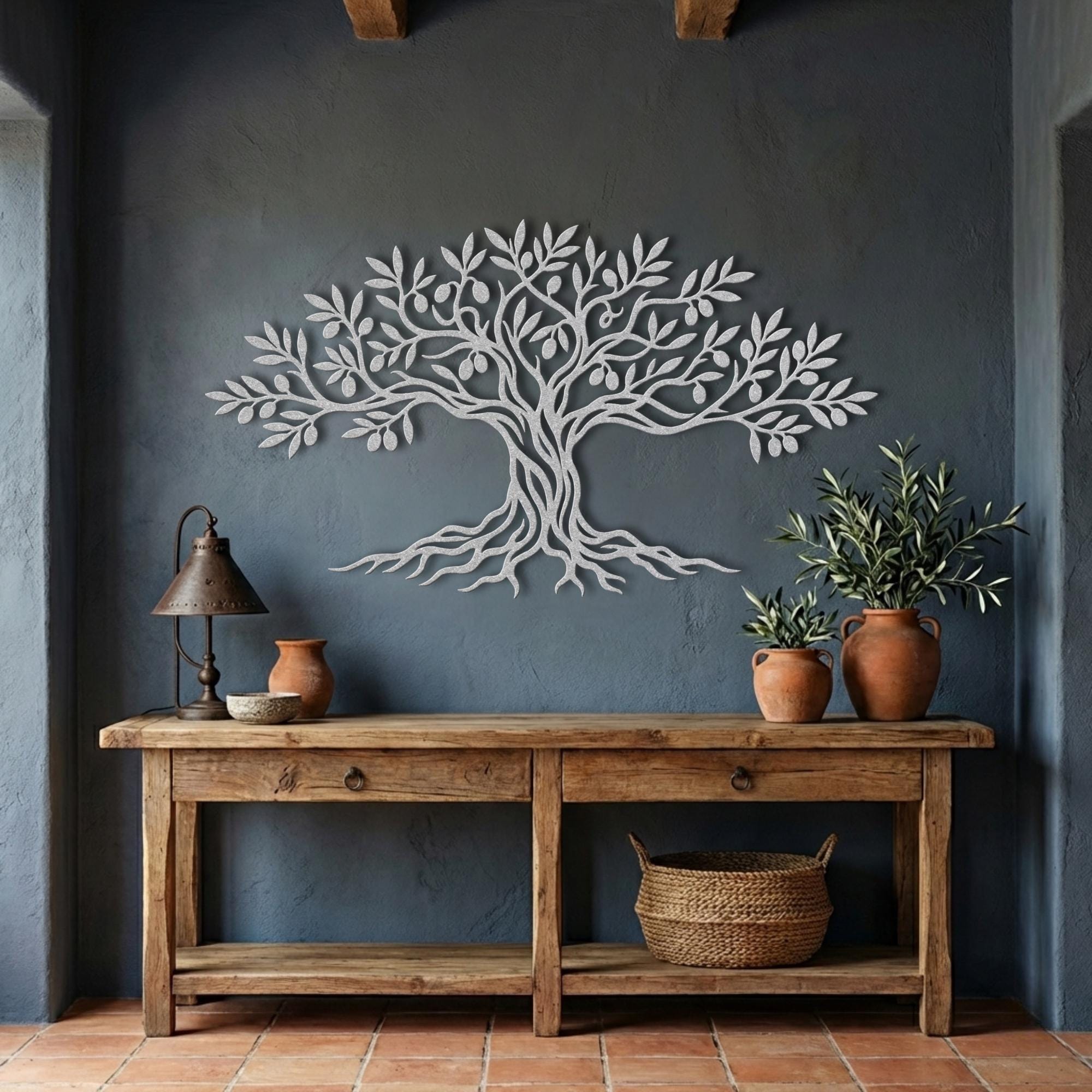 Metal Olive Tree Wall Art • Ancient Tree of Life • Mediterranean Decor ...