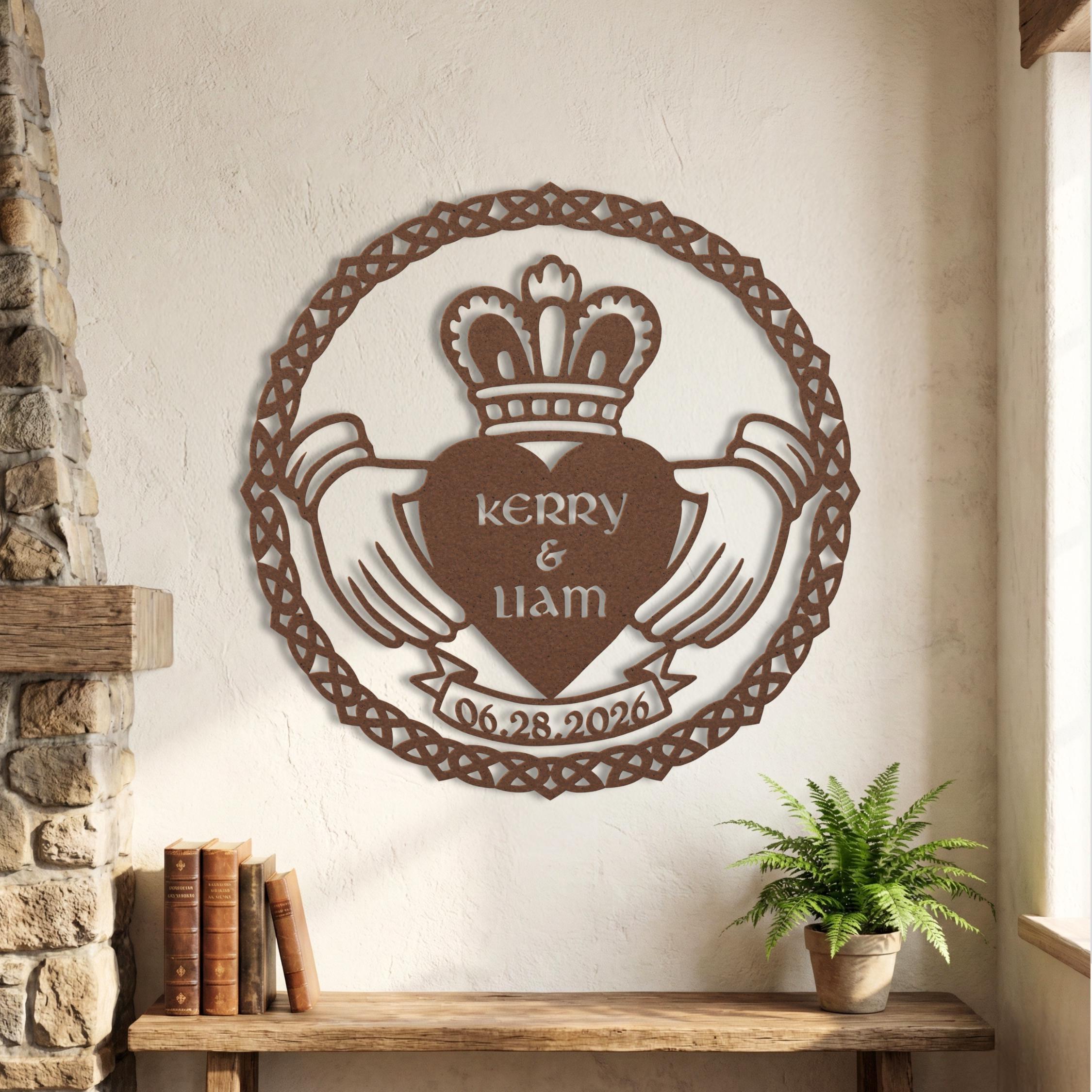 Personalized Claddagh Wall Art • Custom Couple Name Sign • Irish ...