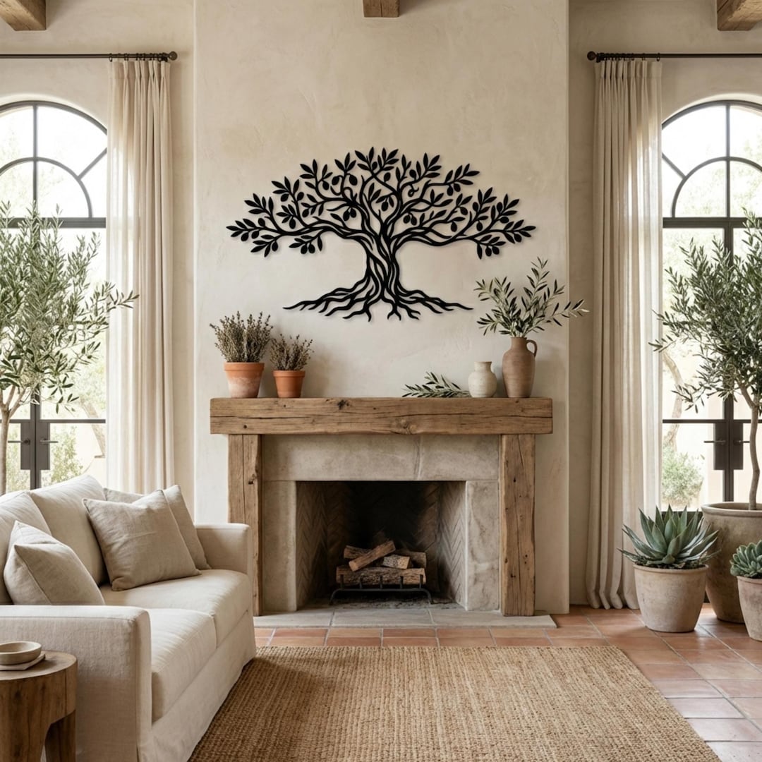 Metal Olive Tree Wall Art • Ancient Tree of Life • Mediterranean Decor ...
