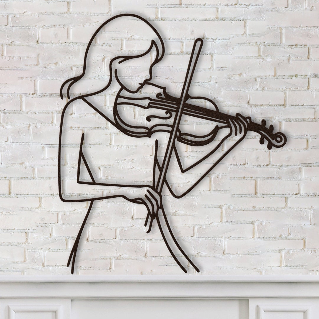 Violin Player Metal Wall Art, Female Violinist Metal Sign, Orchestra ...