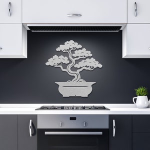 Metal Bonsai Tree Wall Art, Japanese Art Wall Hanging, Chinese Metal ...
