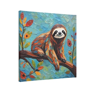 Sloth Art Print, Ceramic Tile or Canvas Wall Art, Original Oil Painting ...