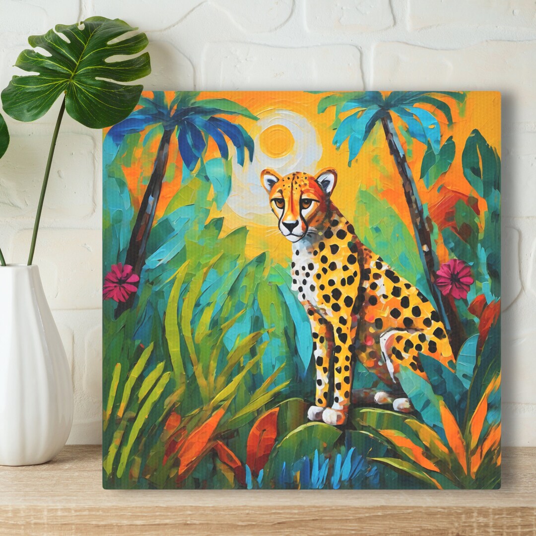 Cheetah Art Print, Ceramic Tile or Canvas Wall Art, Original Oil ...