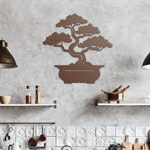 Metal Bonsai Tree Wall Art, Japanese Art Wall Hanging, Chinese Metal ...