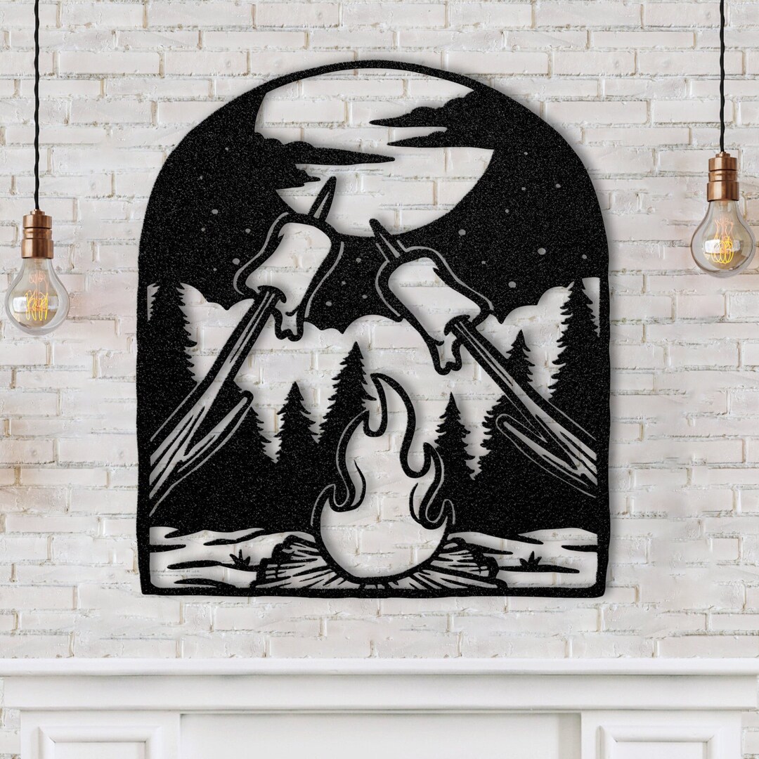 Camping Metal Wall Art, Campfire Metal Sign, Metal Wall Decor With ...