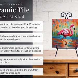 Flamingo Art Print, Ceramic Tile or Canvas Wall Art, Original Oil ...
