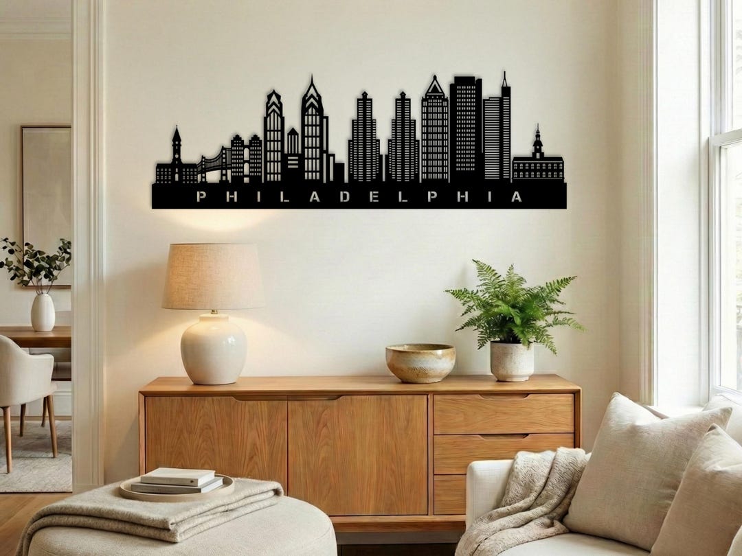 Philadelphia Skyline Metal Wall Art • Liberty Place & City Hall Decor ...