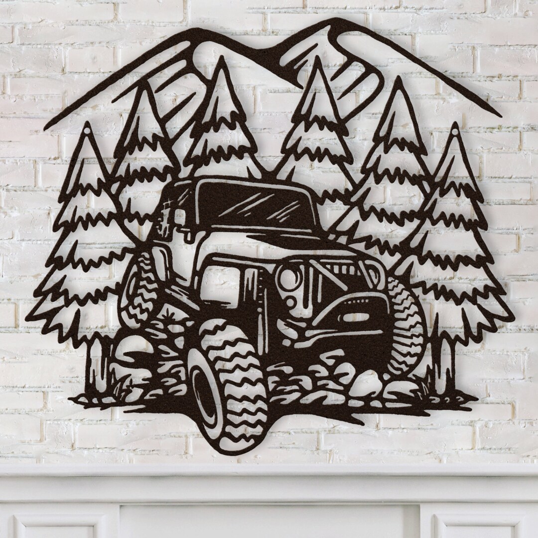 Metal Jeep Sign, off Road Gift, 4WD Monster Truck Metal Wall Art, Metal ...